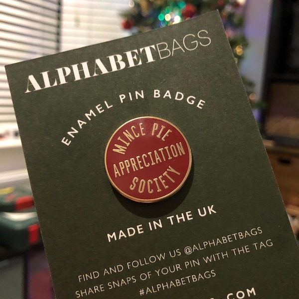 Mince Pie Appreciation Society Hard Enamel Pin | Christmas Lapel Pin ...