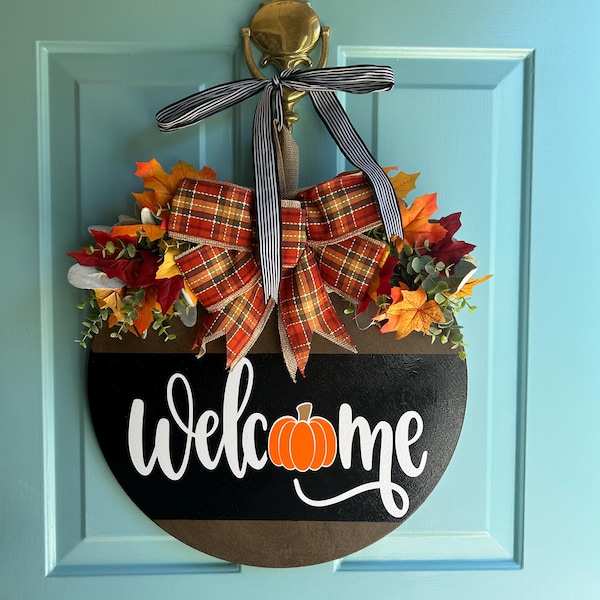 Fall Front Door Decor | Fall Door Hanger | Fall Welcome Sign | Pumpkin ...