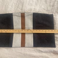 Faux Leather Color Block Lumbar Pillow Cover, Mid Century Boho Decor ...