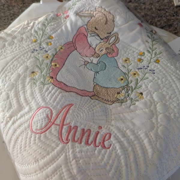 Heirloom Baby Quilt, Embroidered Baby Quilt, Baby Blanket, Baby Shower ...