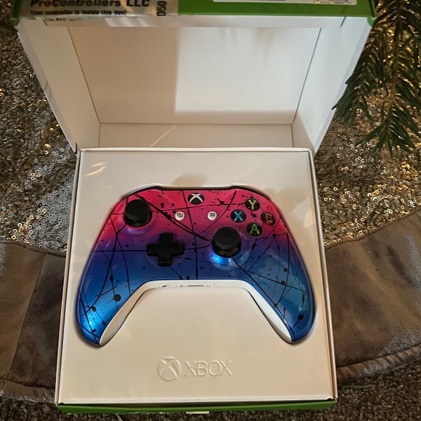 Hot Pink & Blue Hand Airbrushed Fade Wireless Xbox Series X/S + Xbox ...