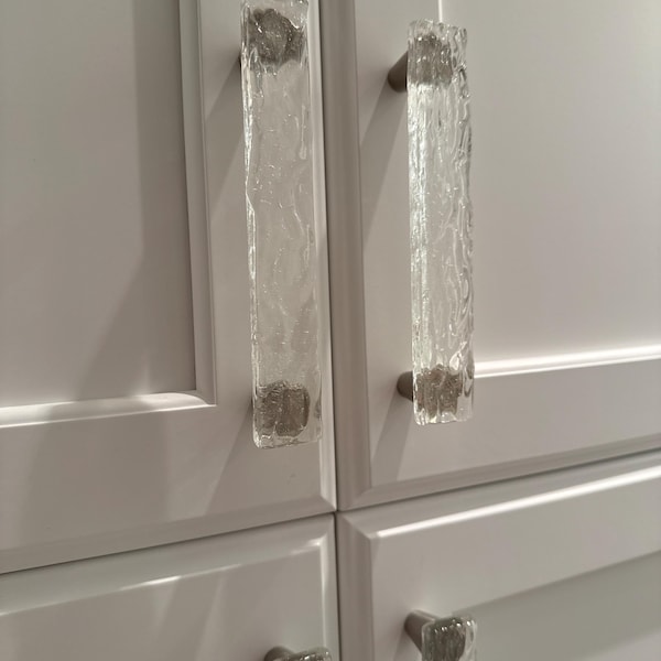 Crystal Clear Glass Kitchen Cabinet Drawer Pull in Wave Design by Uneek ...