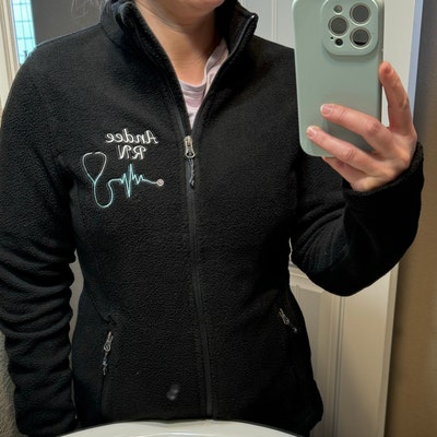 Monogrammed Nurse Full Zippered Midweight Fleece Nurse Fleece Jacket ...