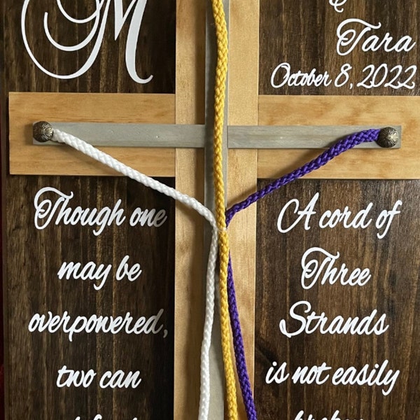 Cord of Three Strands Wood Cross, Unity Braids, Rustic Wedding Ideas ...