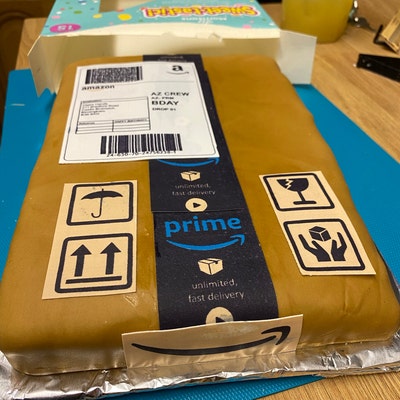 Personalised Edible Postage Label Prints Amazon Edible Parcel Cake ...