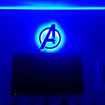 Illuminated Avengers Wooden LED Sign, Wall Sign, Avengers Wall Art ...