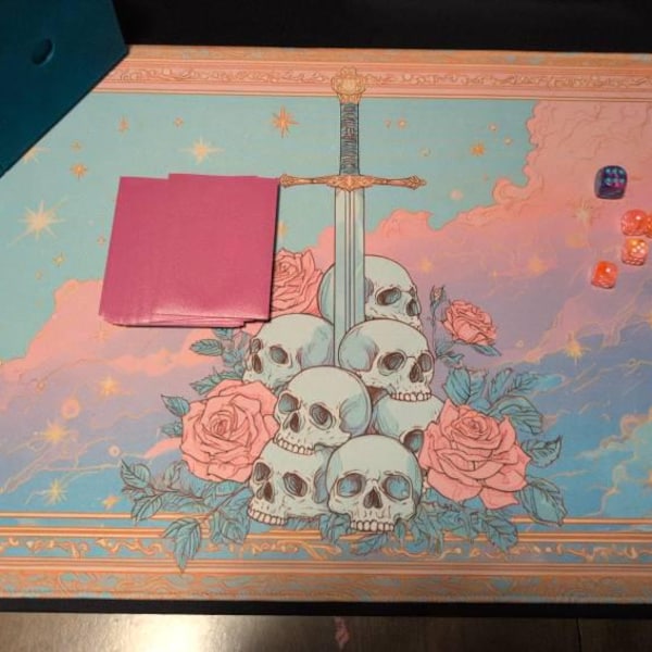 MTG Playmat, Cute Sword and Skull Themed MTG Playmat, Pastel Tarot ...