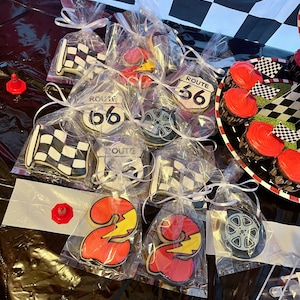 Car Theme Cookie Favors, Racing Theme Cookies for Birthday, Cute Race ...