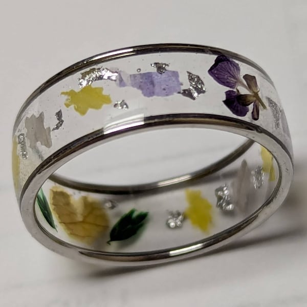 Pressed Flower Ring, Handmade Flower Preservation Ring Silver Gold ...