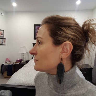 Black Leaf Earrings. Inner Tube Earrings. Leaf Earrings. Small Leaf ...