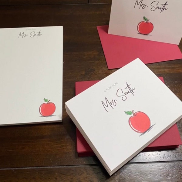 Personalized Teacher Stationery - Customized Apple Stationery Set ...