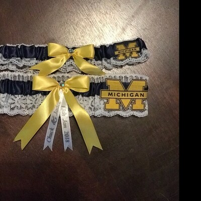University of Michigan Wolverines UM Inspired Wedding Garter Belt Set W ...