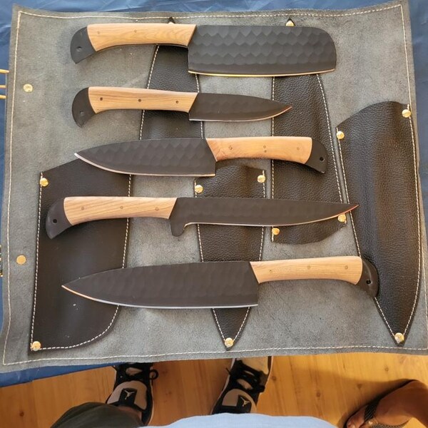 Custom Hand Forged Damascus Steel Chef Set, Damascus Knives, Damascus ...