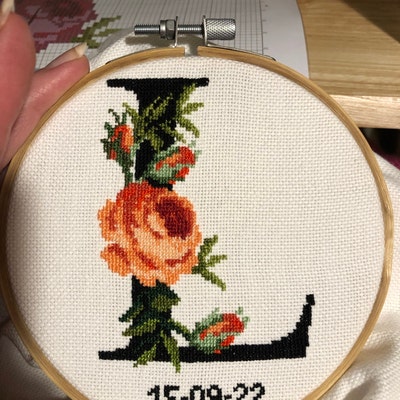 Floral Letter L, Cross Stitch Alphabet Pattern, Monogram With Flower ...