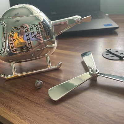 Personalised Silver Helicopter Piggy Money Box for Boys - Etsy UK