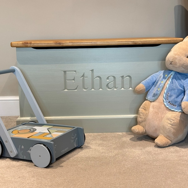 Handmade, Personalised Solid Wood Toy Box With Soft Closing Lid - Etsy UK