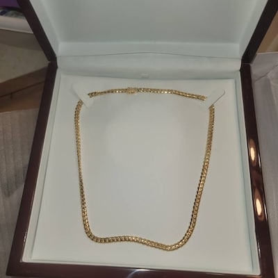 24K Gold Miami Cuban Link Chain Necklace , Diamond Cut Chain, 26 Inches ...