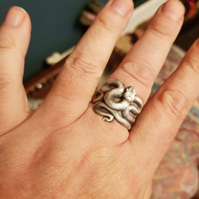 Snake Handmade Sterling Silver Men Ring, Serpent Silver Ring, Snake ...