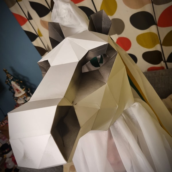 DIY Horse Mask Template, Low Poly Paper Craft, Printable Stallion Mask ...