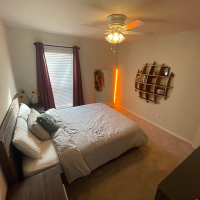 Wood Wall Shelf, Hanging Bookcase, Modern Sphere Book Display, Office ...