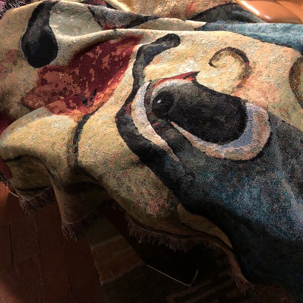Quail Woven Blanket, Bird & Poppy Watercolor Cotton Throw Blanket ...
