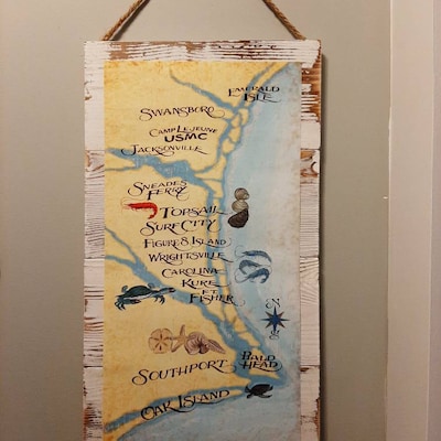 Virginia Eastern Shore Map Style Print Beach House Decor - Etsy