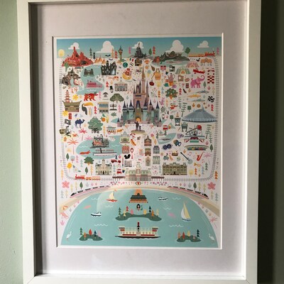 MAGIC KINGDOM Poster Walt Disney World Magic Kingdom Whimsical Map Walt ...