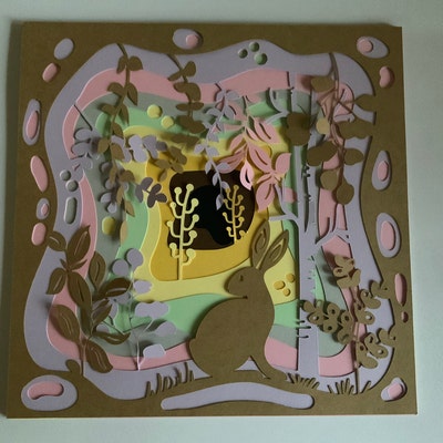 Rabbit Shadowbox 3D Paper Cut Template Hare Forest Nature Wildlife ...
