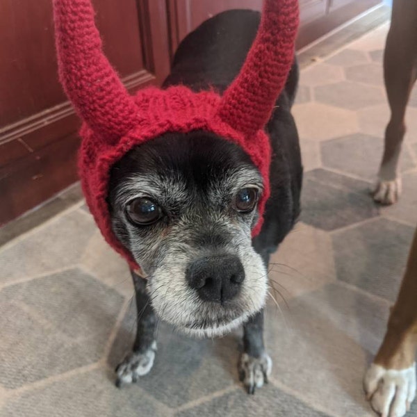 Devil Dog Snood, Dog Devil Horns, Halloween Pet Costume, Knit Dog ...