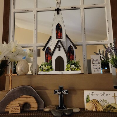 Tier Tray Decor, Rustice Church, Wood Churches, Primitive Church - Etsy