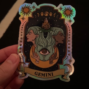 Gemini Zodiac Holographic Sticker, Gemini Zodiac Sticker, Waterproof ...