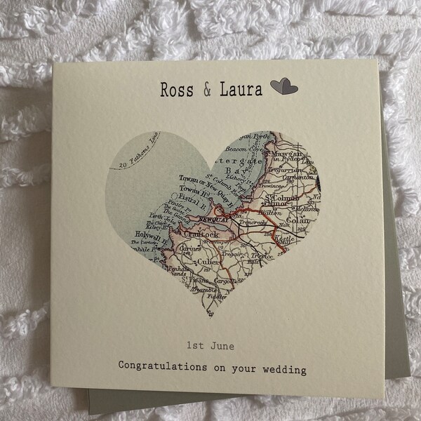 Special Location Map Card, Personalised Anniversary Card, Engagement ...