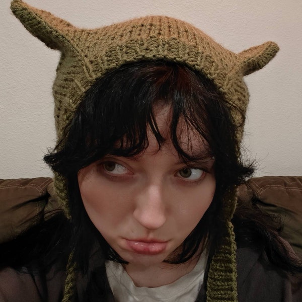 PATTERN for an Elevated, Adult Knitted Cat Hat / Kitty Ears Bonnet That ...