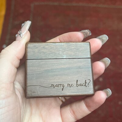 Flip Wood Ring Box Engraved Secret Single Ring Engagement Ring Box ...