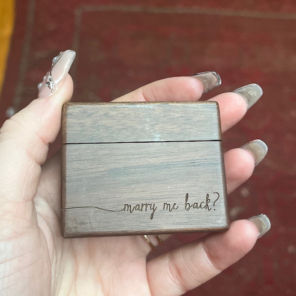 Flip Wood Ring Box - Engraved Secret Single Ring Engagement Ring Box ...