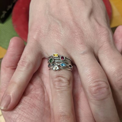 Mother's Day Gift Silver Stackable Bands Stack Ring Sets Birthstone ...