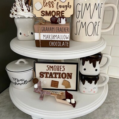 Smores Tiered Tray Decor, Smore Station, Smore Bar Summer Tiered Tray ...