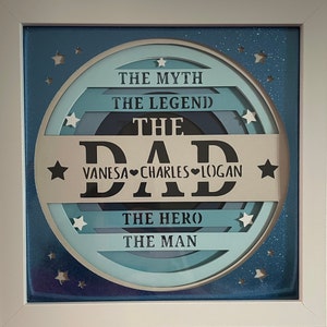 3D DAD Shadow Box With Custom Names, Fathers Day Day Shadow Box ...