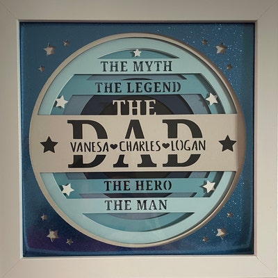 3D DAD Shadow Box With Custom Names, Fathers Day Day Shadow Box ...