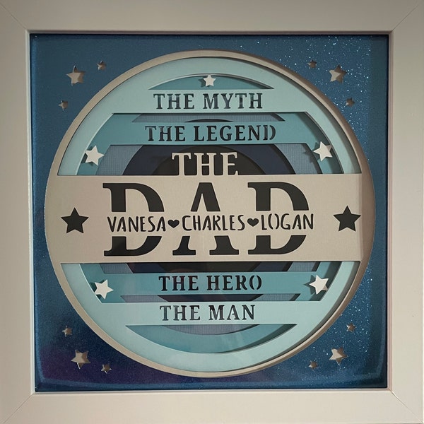 3D DAD Shadow Box With Custom Names, Fathers Day Day Shadow Box ...