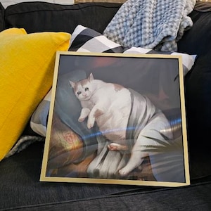 Fat Cat Crying Poster, Funny Chonk Painting Meme Wall Art, Ugly ...