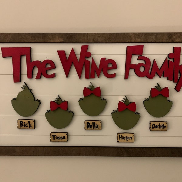 Grinch 3D Farmhouse Sign Sign Decor Personalized Mean One Christmas ...