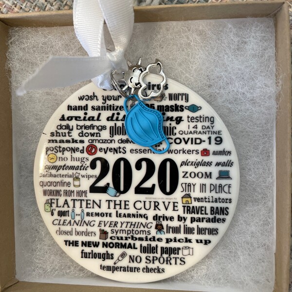 2020 PORCELAIN, the ORIGINAL Pandemic Ornament,2020 Ornament, Silver ...
