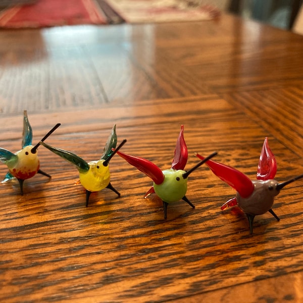 Super Mini Glass Hummingbird, Glass Miniature, Bird Sculpture, Small ...