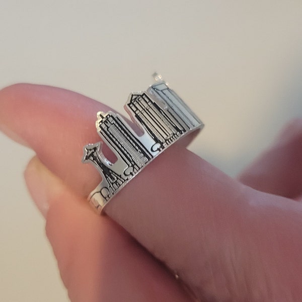 Custom City Ring • Personalized Cityscape Ring • Statement Ring ...