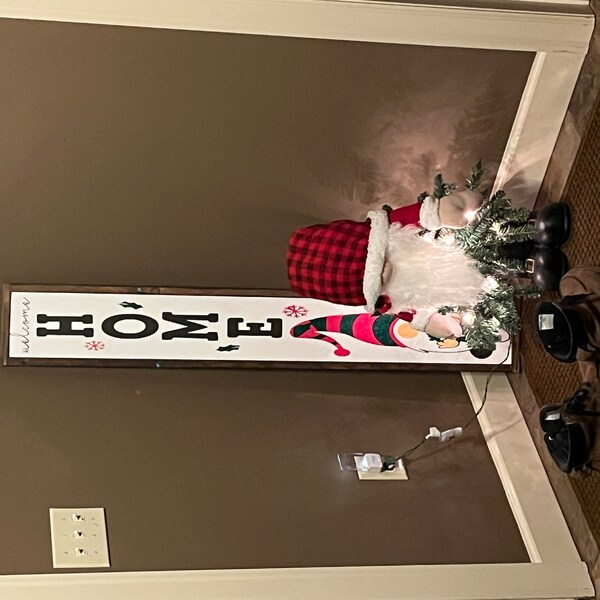 Welcome Home Christmas Porch Sign, Christmas Porch Leaner, Gnome ...