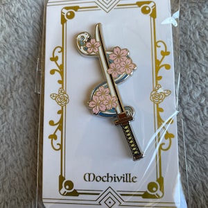 Flowing Sakura Katana Enamel Pin Large Pin Hard Enamel Pin RPG Inspired ...