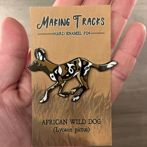 African Wild Dog Hard Enamel Pin: Art Deco Animal Pin - Etsy