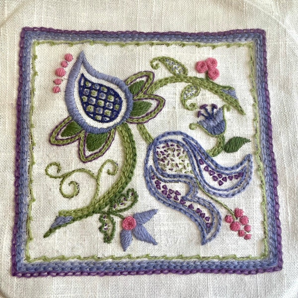 Crewel, Embroidery Designs, Patterns, Three Flowers, Floral, Sampler ...