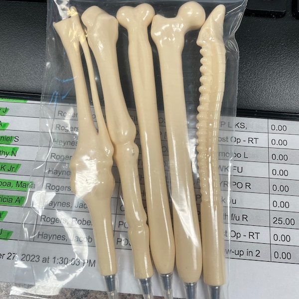 5 PC Ortho Bone Pens, Gifts Under 10,orthopedic Ballpoint Pen, Doctor ...